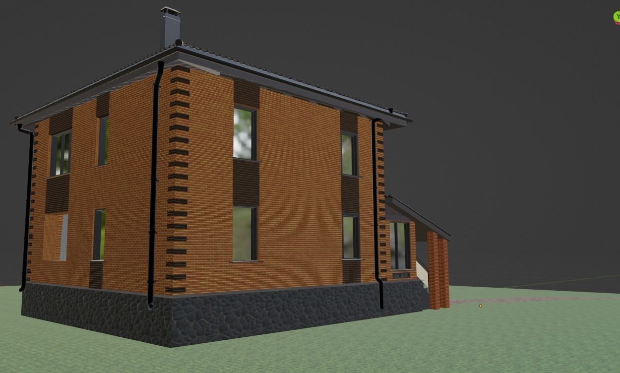2 story brick house 3D model | CGTrader