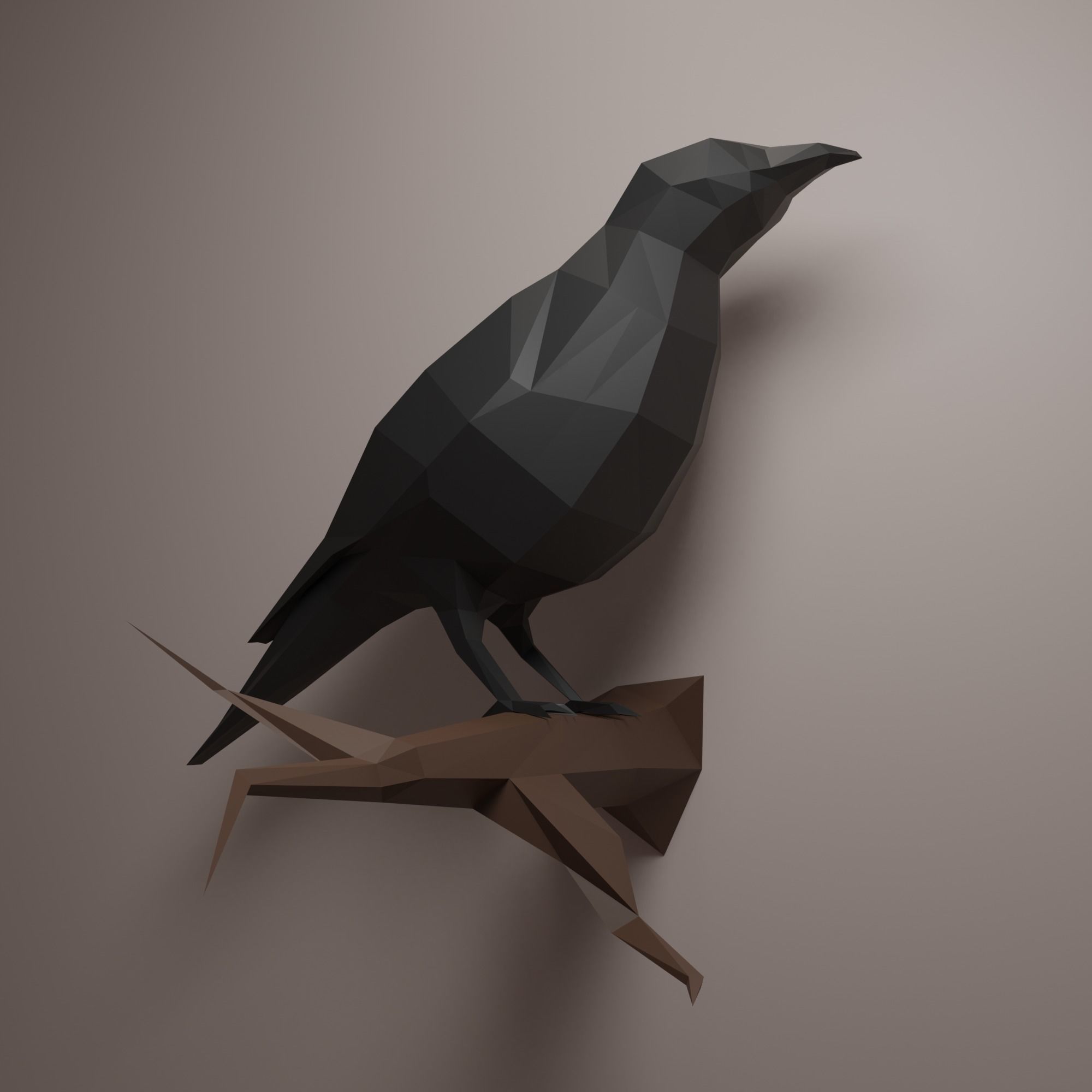 Crow low poly 3d model raven on branch 3D model | CGTrader