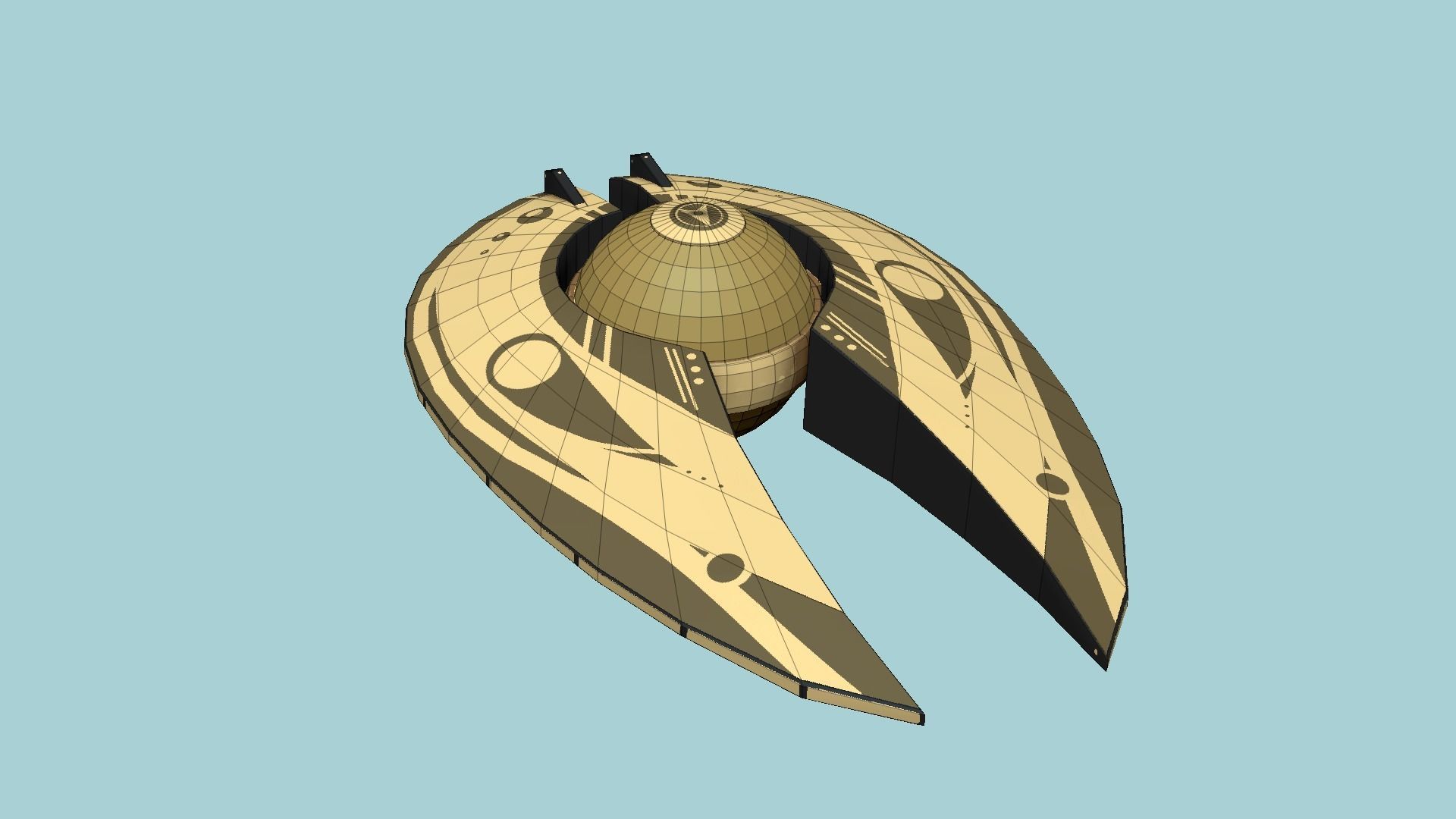 3D model Alien Spaceship UFO I07 Gold - Sci Fi Spacecraft Design VR ...