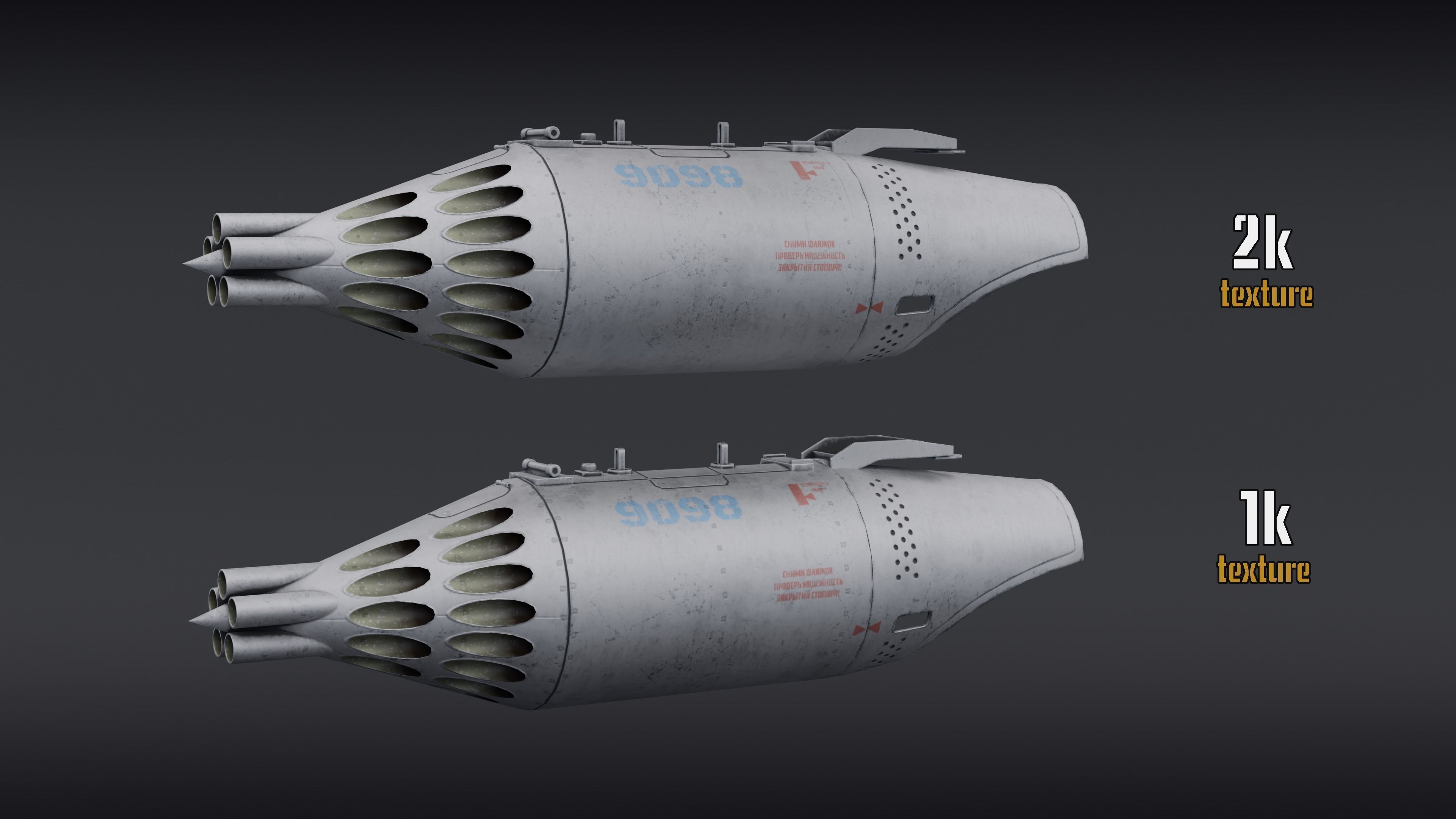 3D model UB-32A launcher unguided missile rockets gameready models VR ...