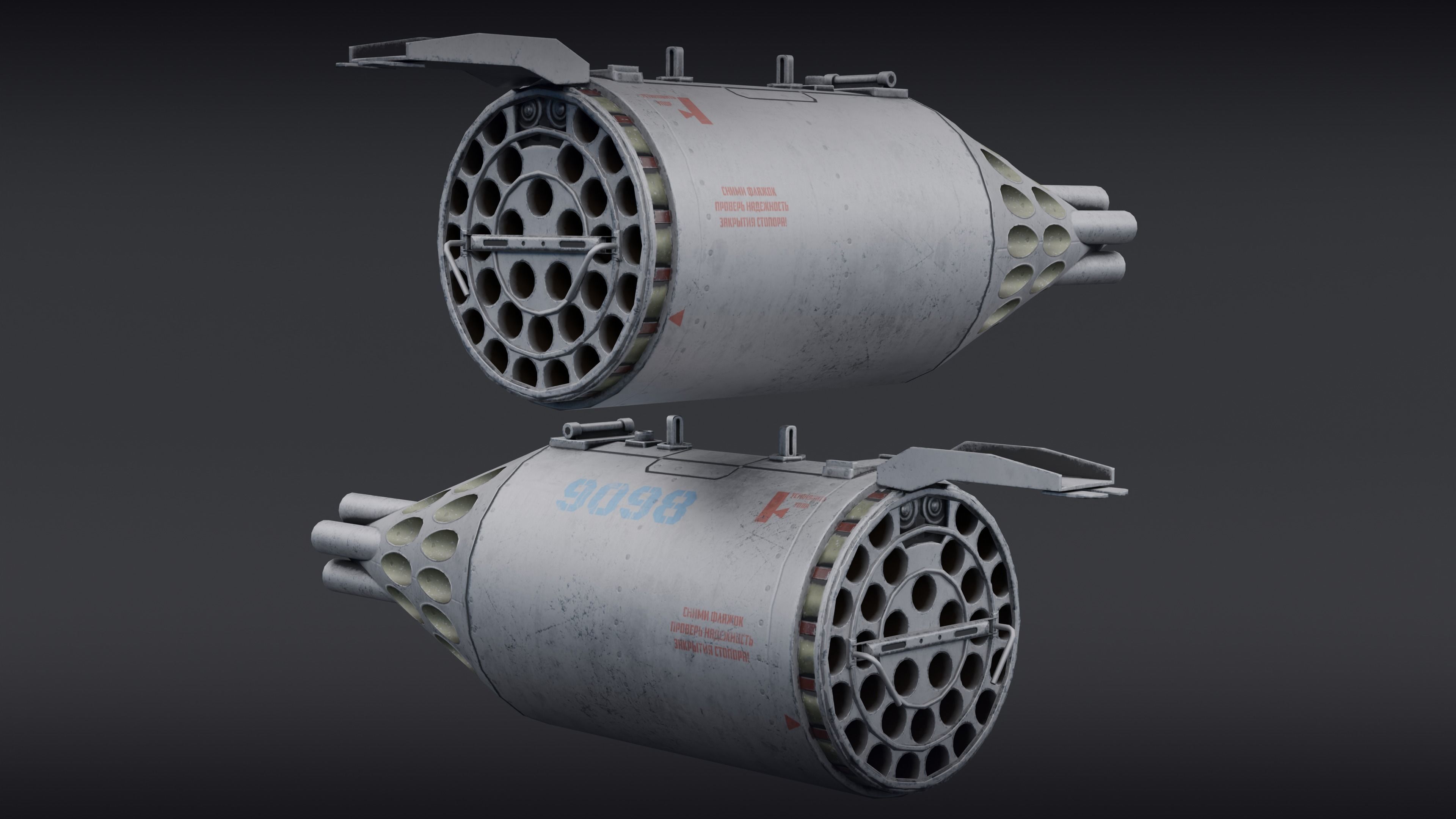 3D model UB-32A launcher unguided missile rockets gameready models VR ...