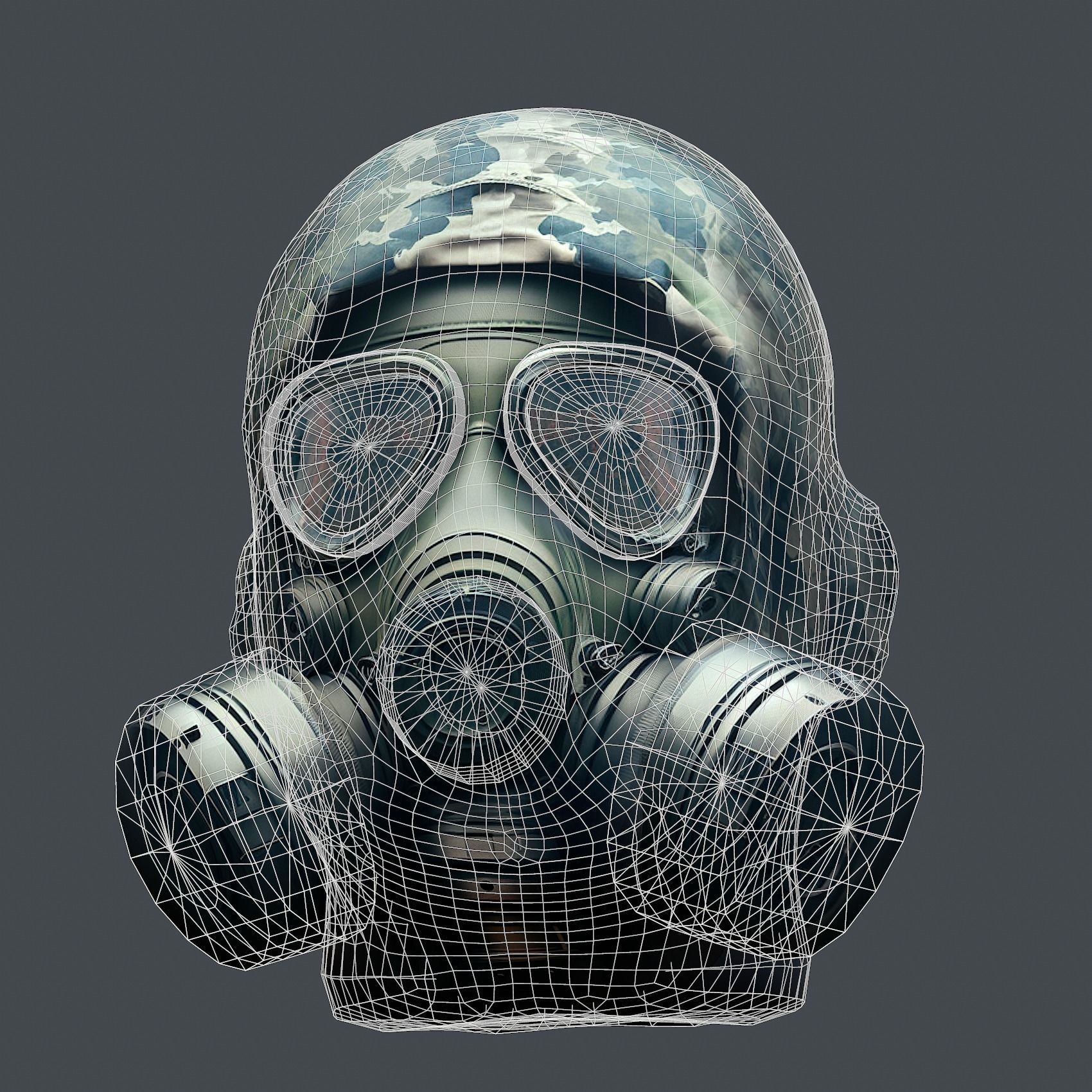 3D model Gas mask helmet 3d model military combat Low-poly 3D model VR ...
