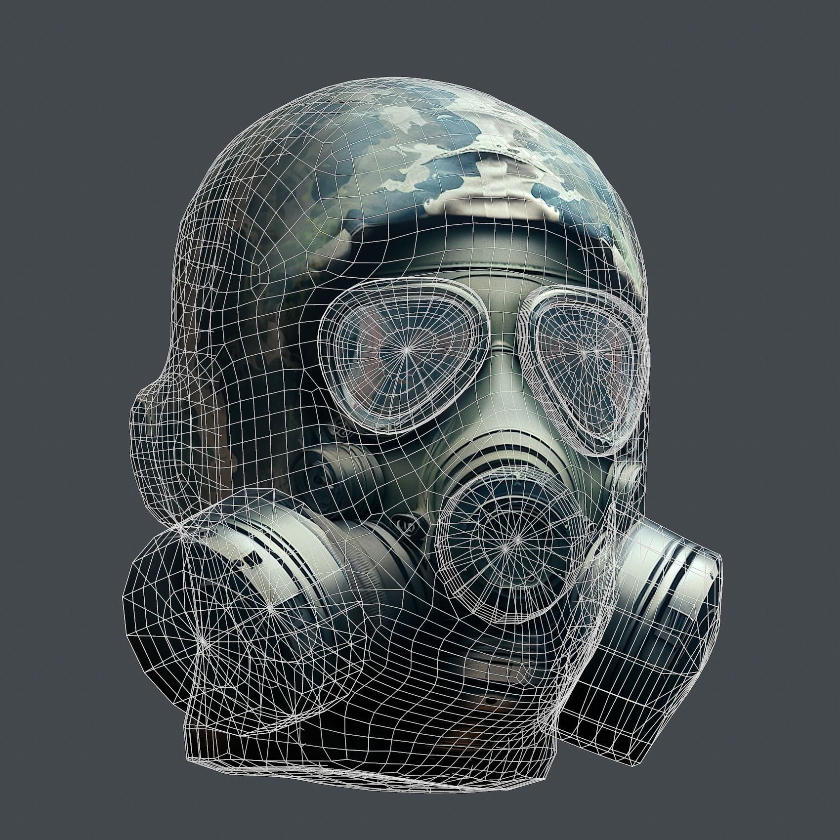3D model Gas mask helmet 3d model military combat Low-poly 3D model VR ...