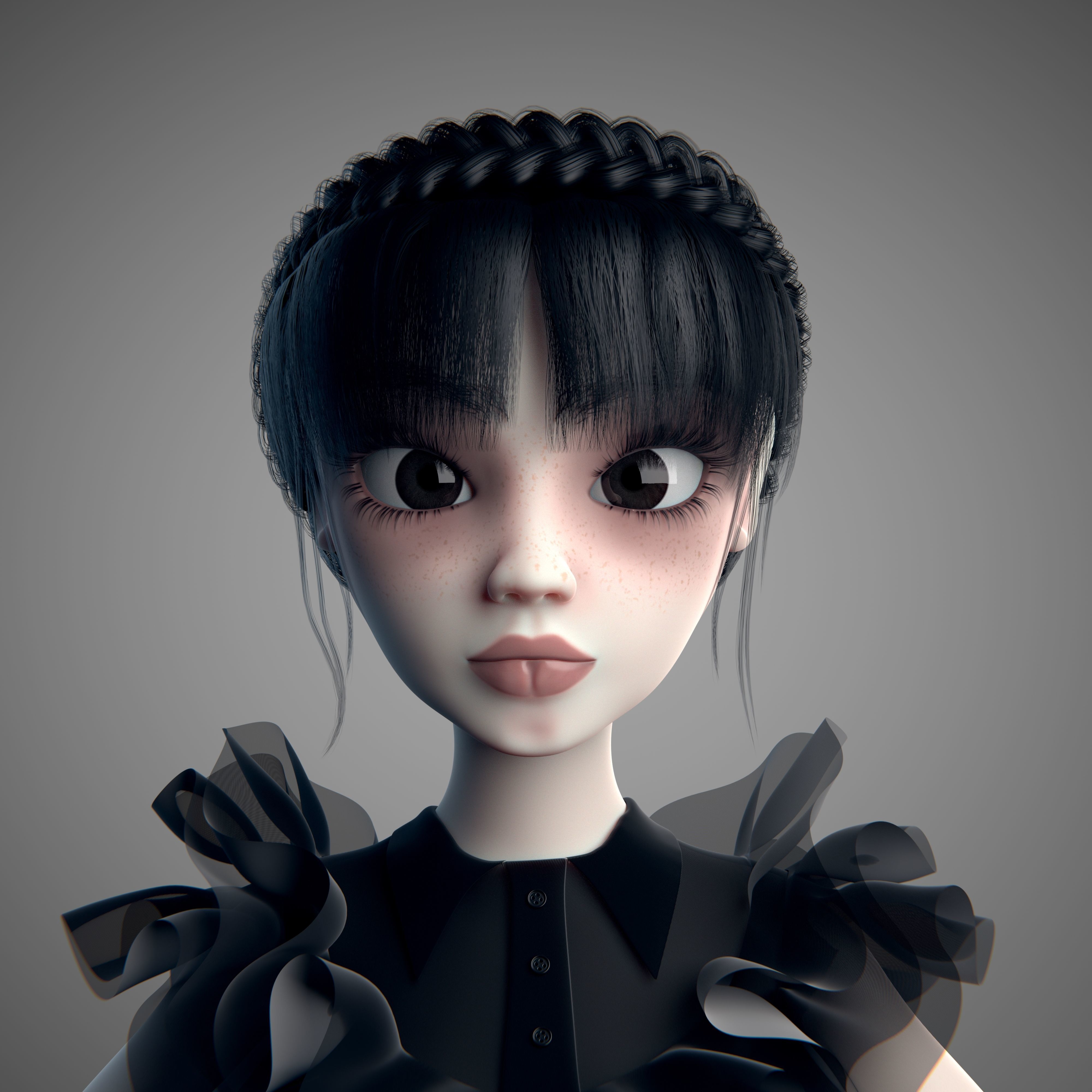 3D model Wednesday Addams v2 - Rigged 3D Character Low-poly 3D model VR ...