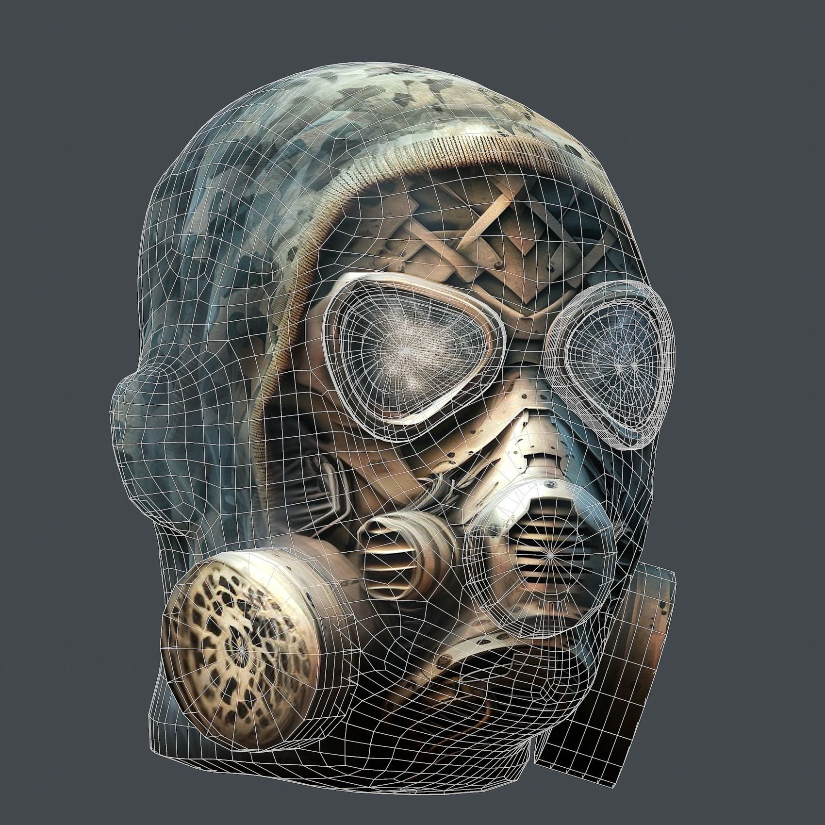 3D model Gas mask helmet 3d model military combat Low-poly 3D model VR ...