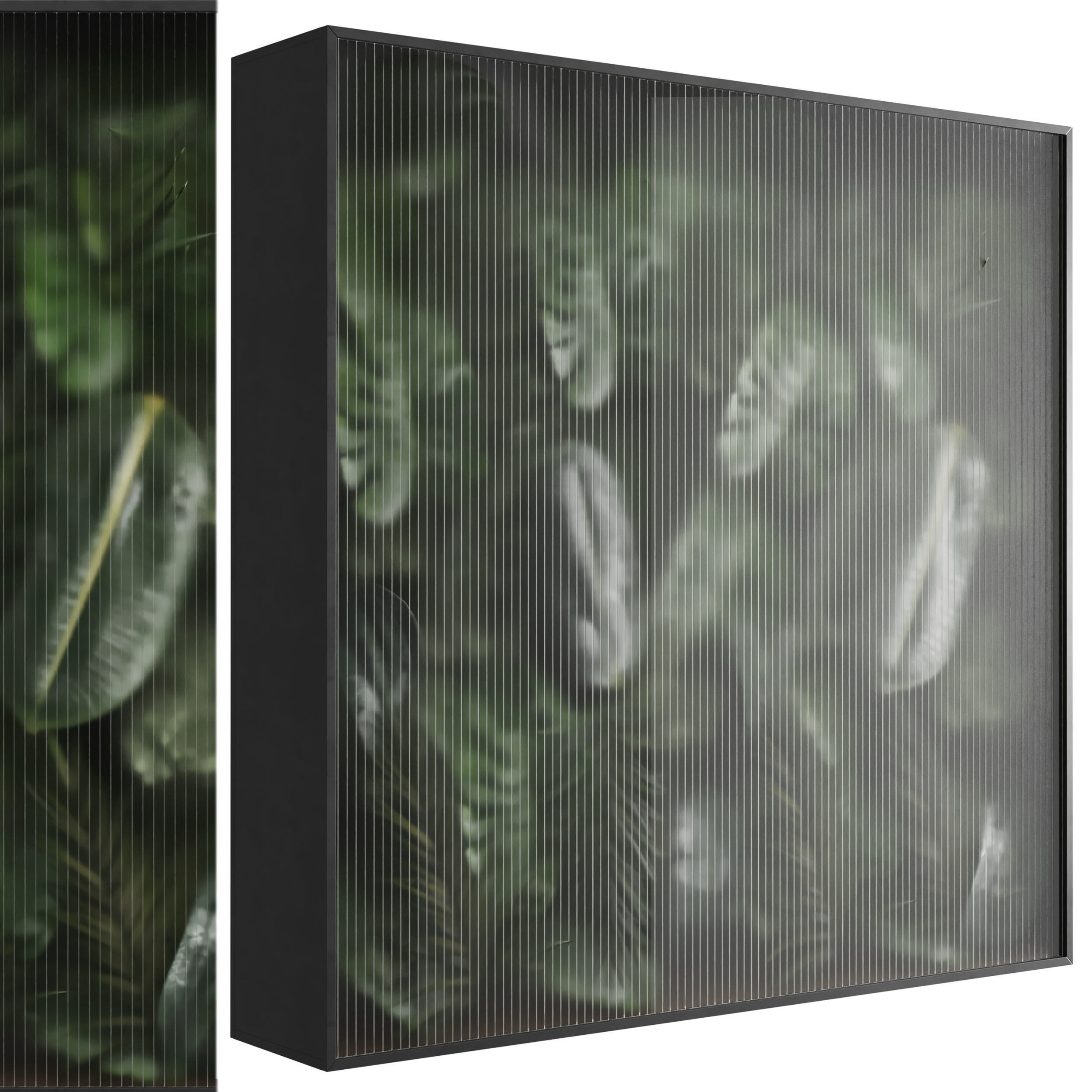 3D model light box with tropical leaf garden in frame glass smoked 02 ...