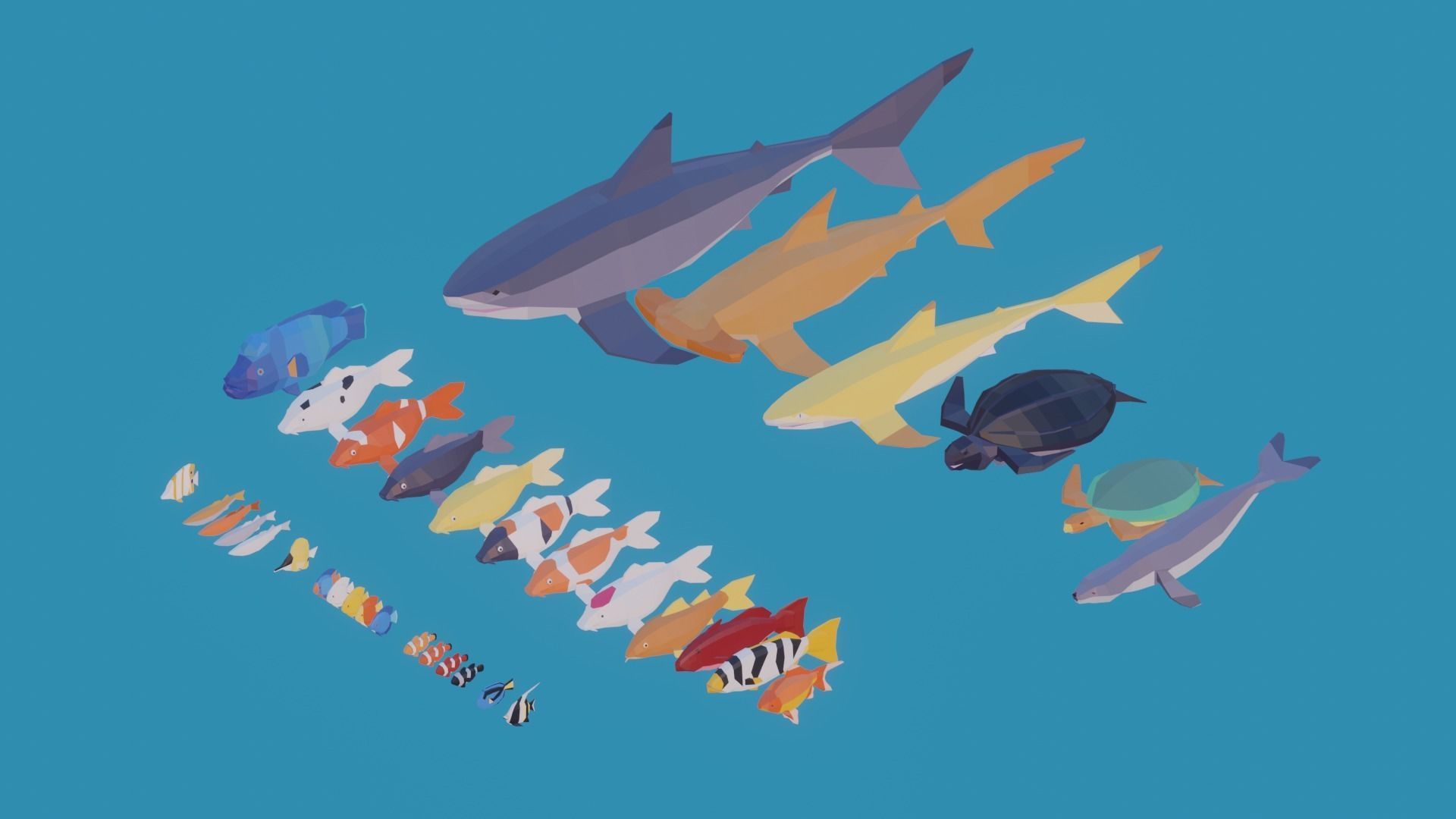 3D model animated low poly fish pack VR / AR / low-poly | CGTrader