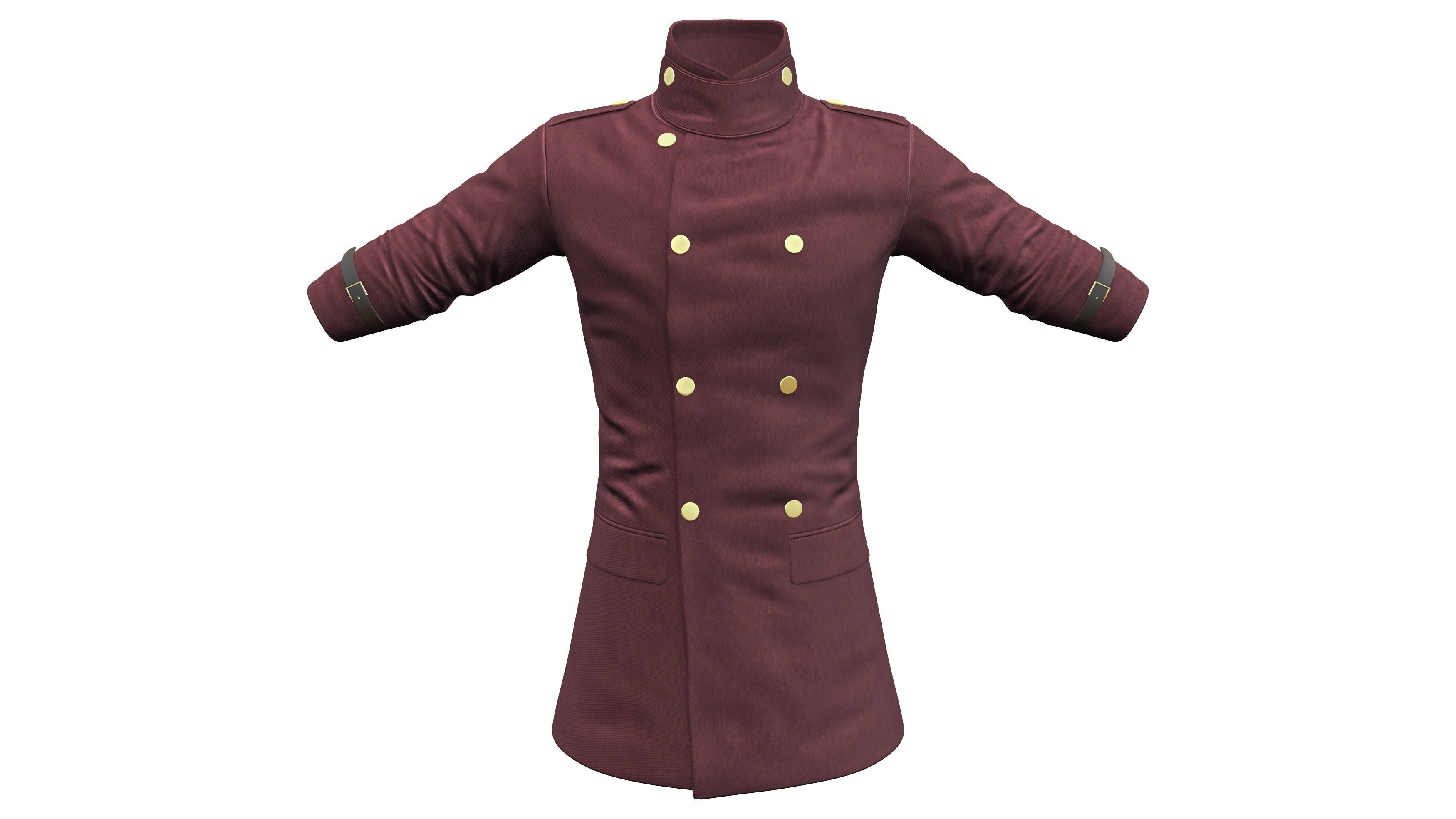 3D model Men Double Breasted High Neck Jacket Coat VR / AR / low-poly ...