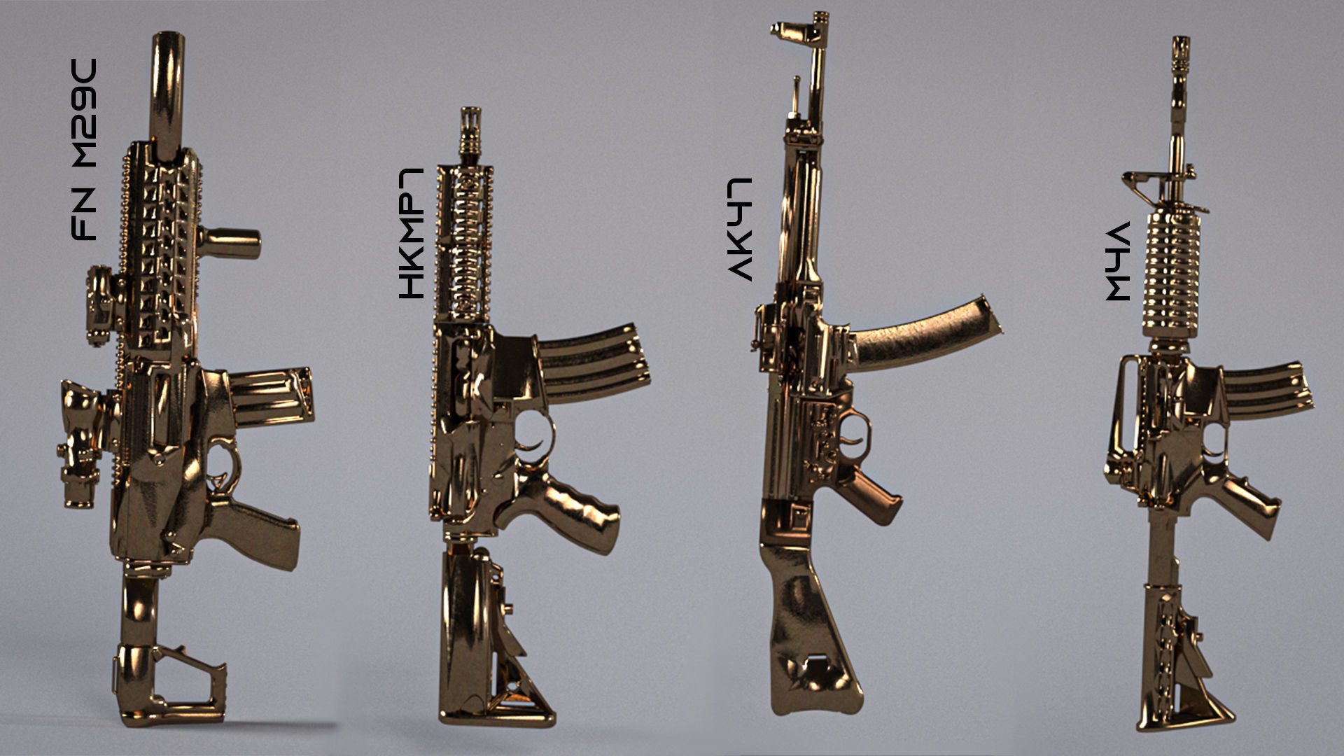 weapons gold 3D model | CGTrader