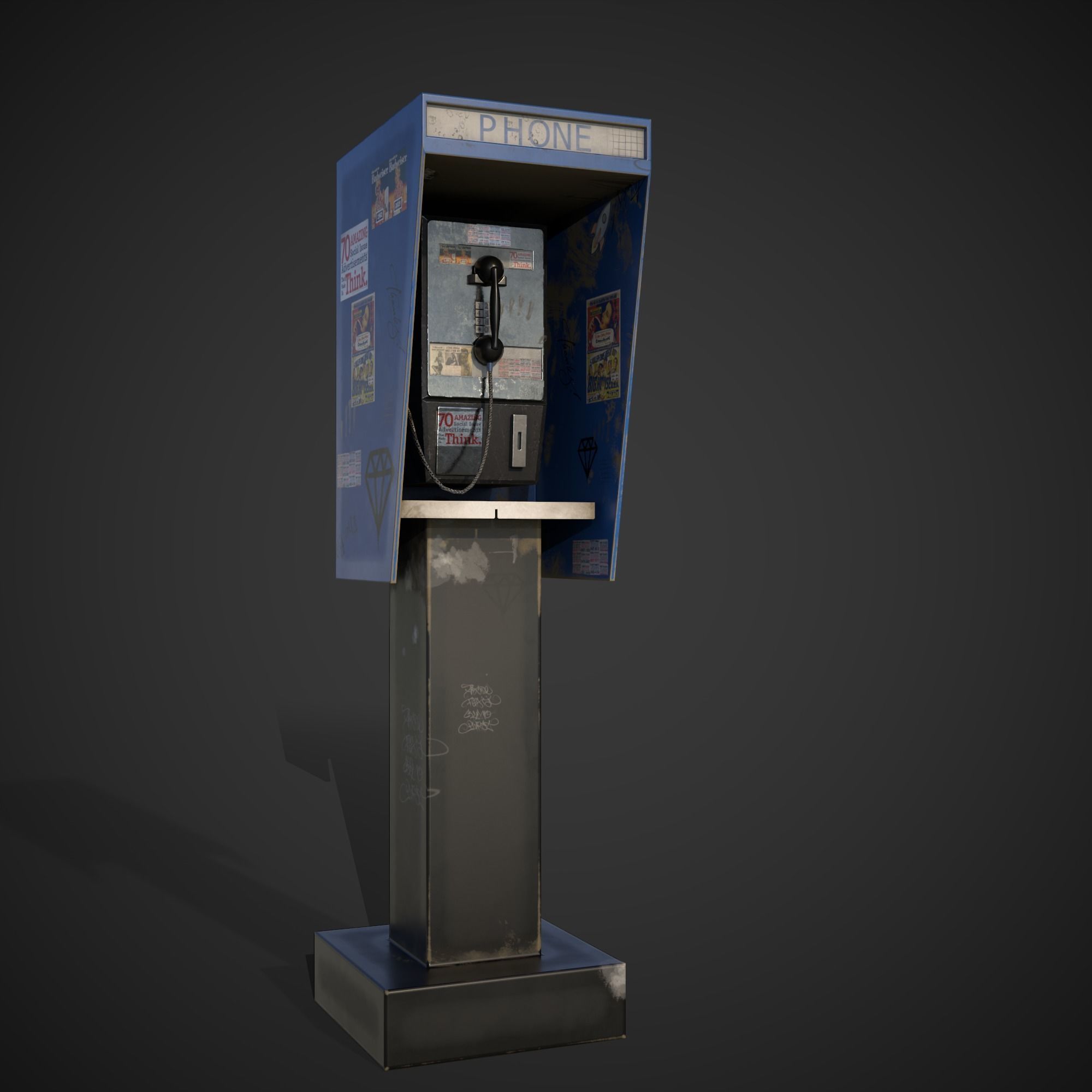 3D model Phonebooth Low-poly 3D model pay phone VR / AR / low-poly ...