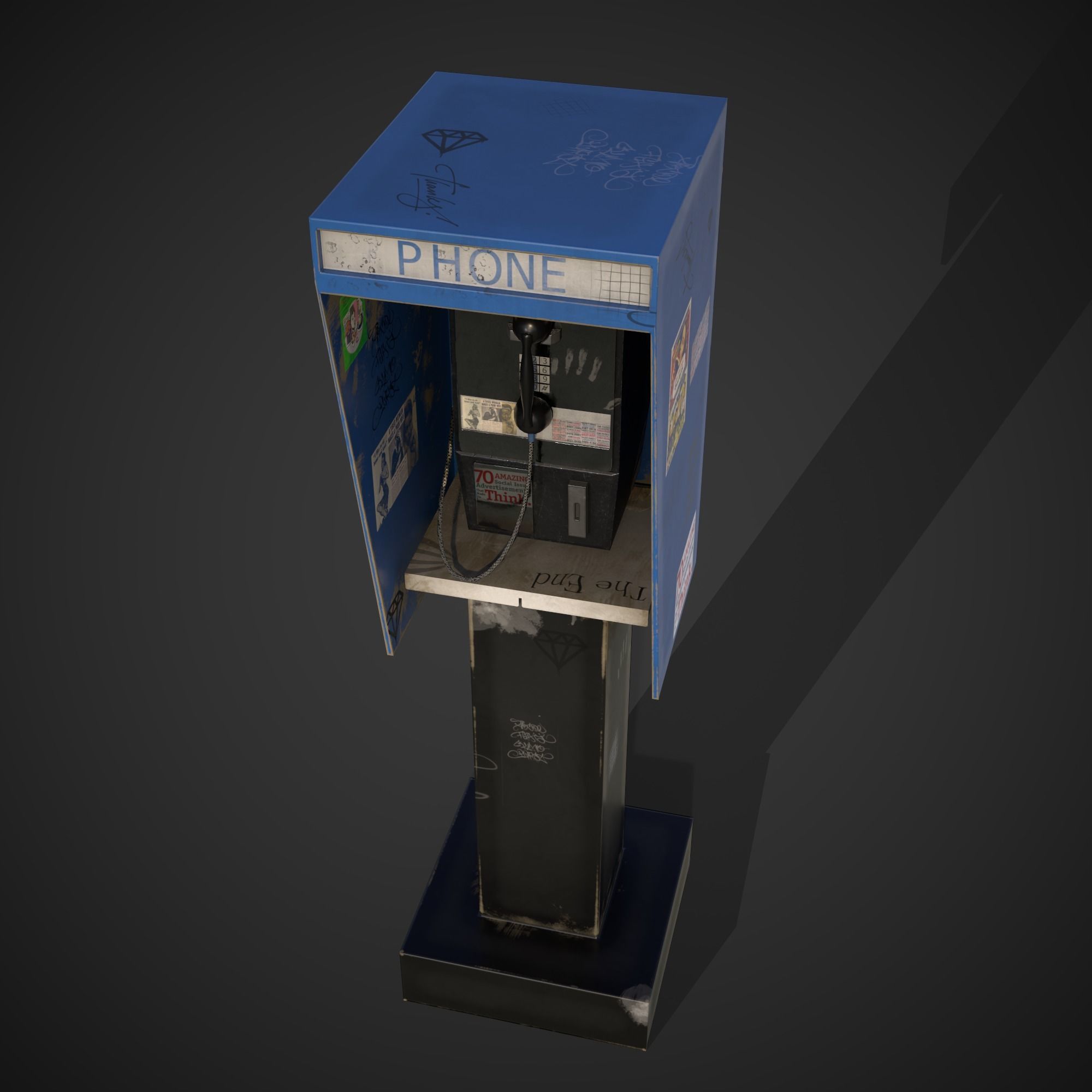 3D model Phonebooth Low-poly 3D model pay phone VR / AR / low-poly ...