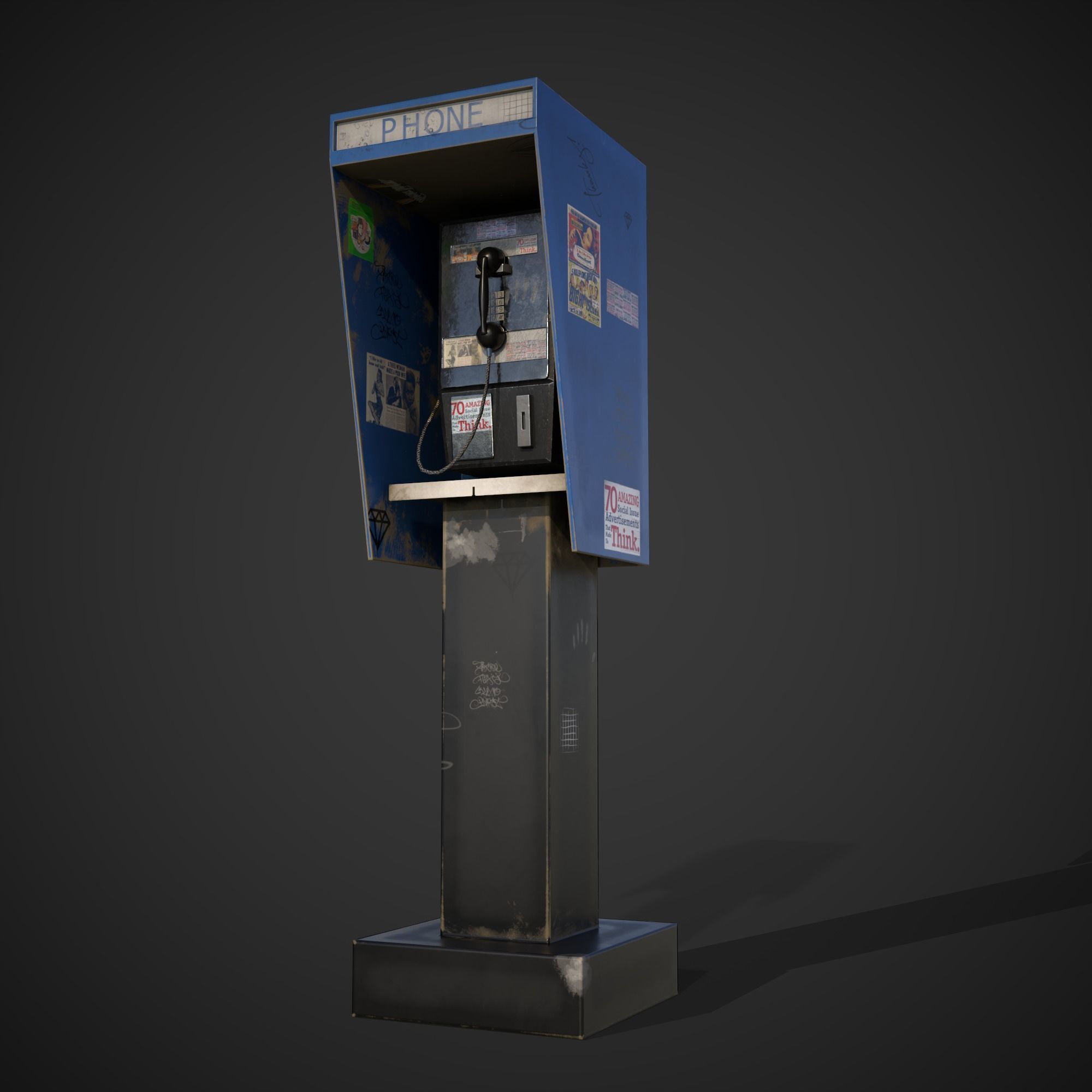 3D model Phonebooth Low-poly 3D model pay phone VR / AR / low-poly ...