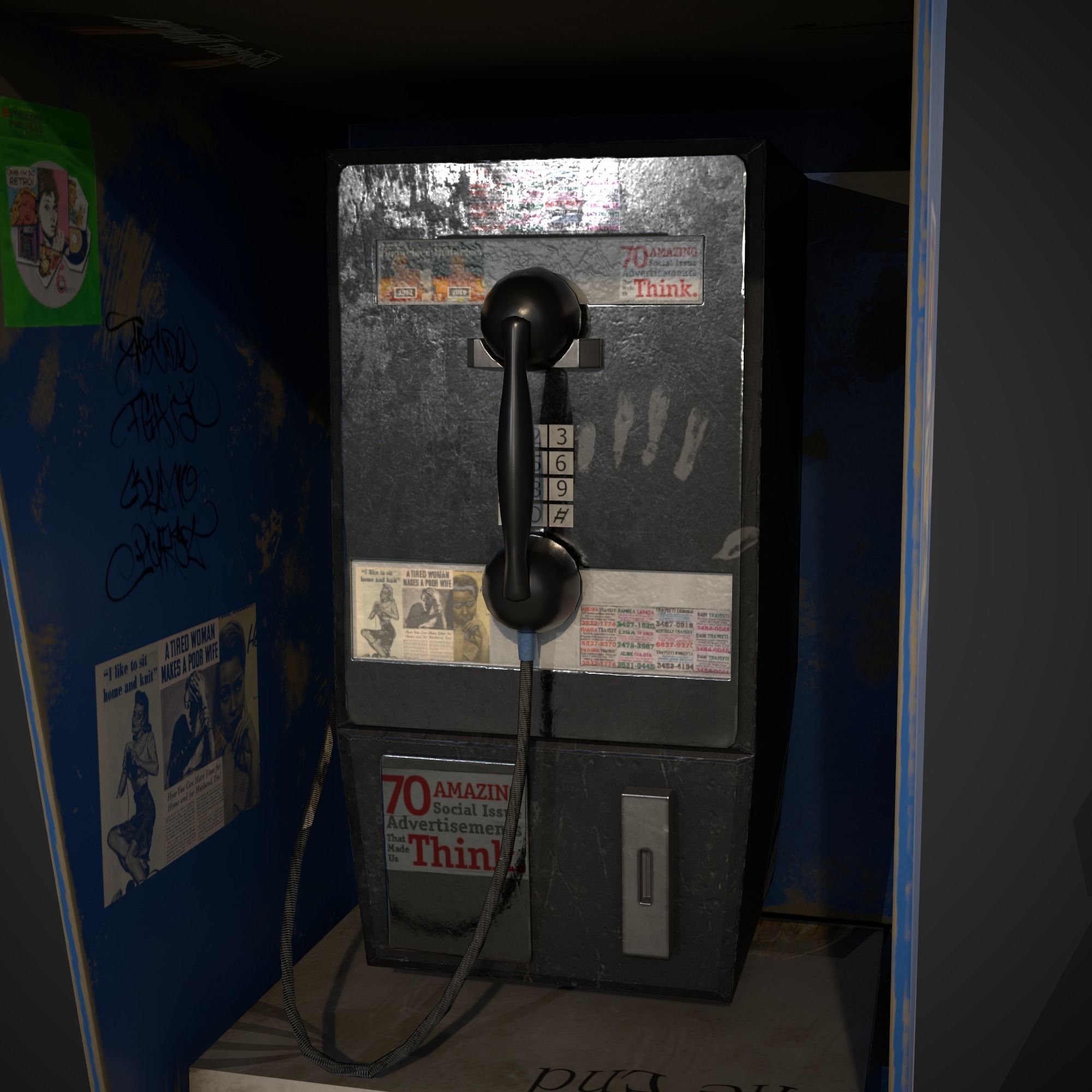 3D model Phonebooth Low-poly 3D model pay phone VR / AR / low-poly ...