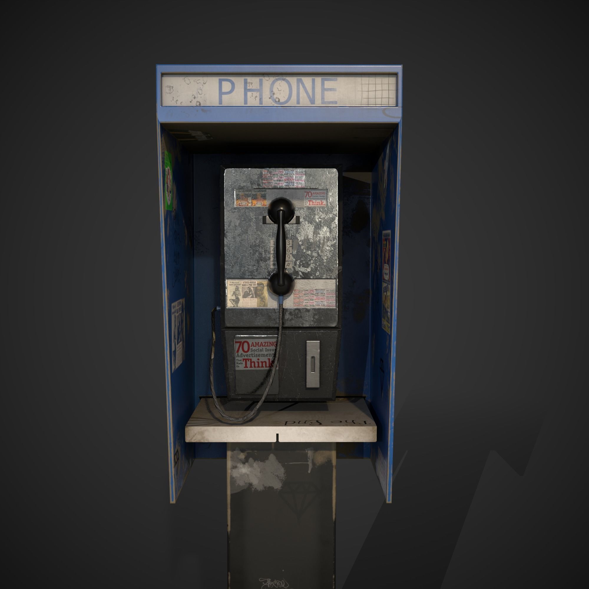 3D model Phonebooth Low-poly 3D model pay phone VR / AR / low-poly ...