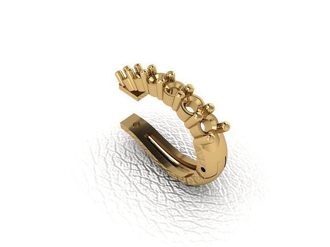 Earring 5 gold plated cuff ring 3D model 3D printable | CGTrader
