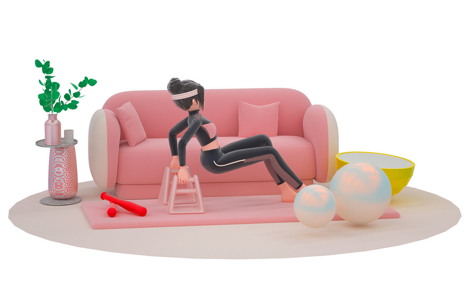 C4D model home moving character scene 3D model | CGTrader