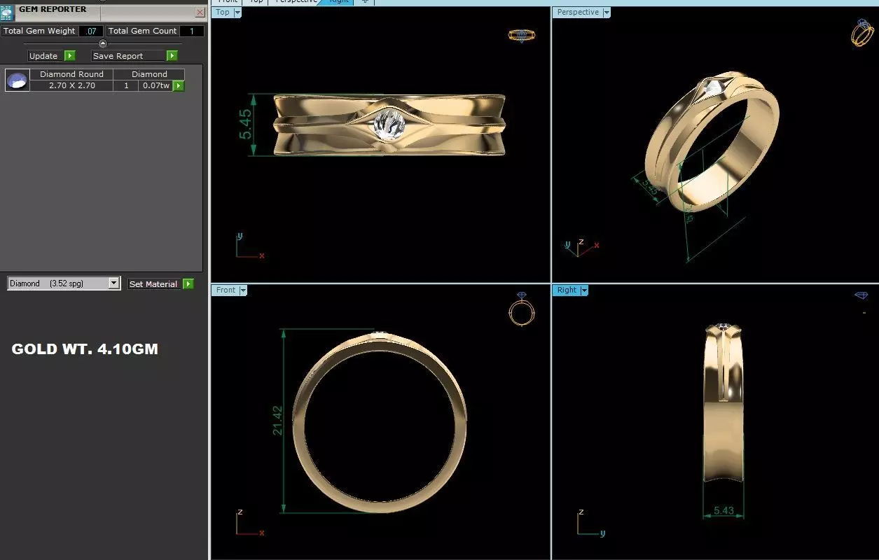 Band 3dm Render Details gold ring with diamond 3D model 3D printable ...