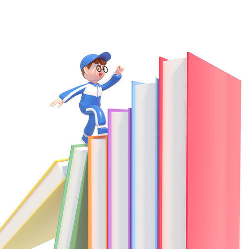 C4D model students climb books 3D model | CGTrader