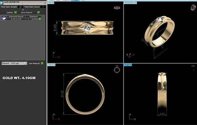 Band 3dm Render Details gold ring with diamond 3D model 3D printable | CGTrader