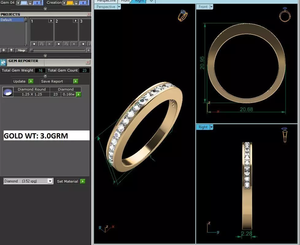 Band 3dm Render Details gold diamond eternity ring 3D model 3D ...