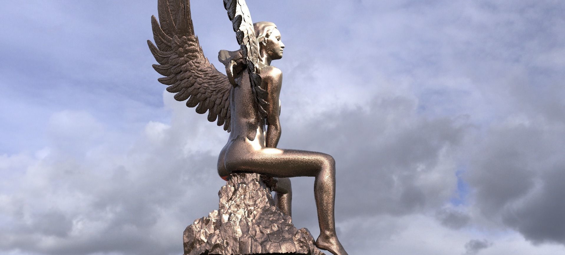 Egyptian goddess form Anatomy Siting Sculpture 2 3D model | CGTrader