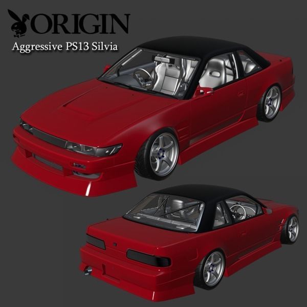 Origin Aggressive Body Kit S13 Silvia GTS GT7 Base 3D model | CGTrader