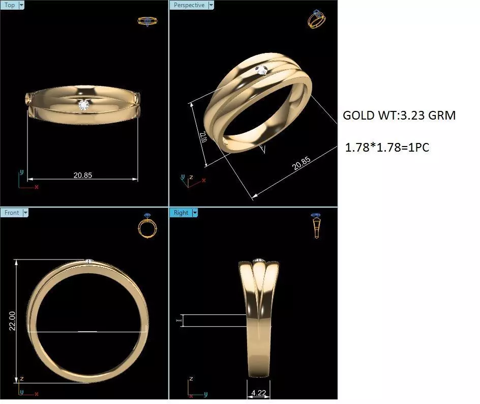 Band 3dm Render Details gold ring 3D model 3D printable | CGTrader