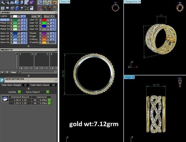 Band 3dm Render Details gold ring with diamonds 3D model 3D printable | CGTrader