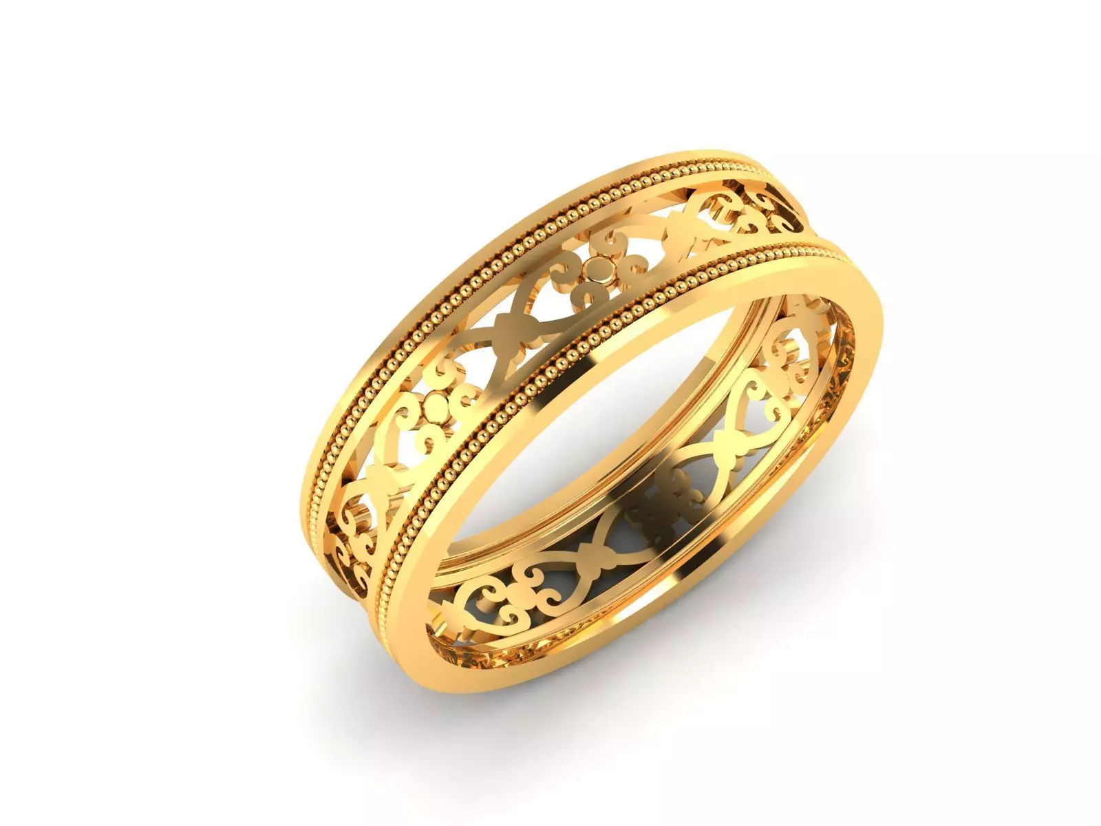 Band 3dm Render Details gold wedding ring with filigree design 3D model ...