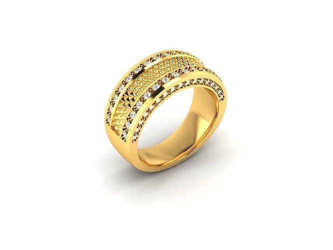 Band 3dm Render Details gold ring with diamonds 3D model 3D printable ...