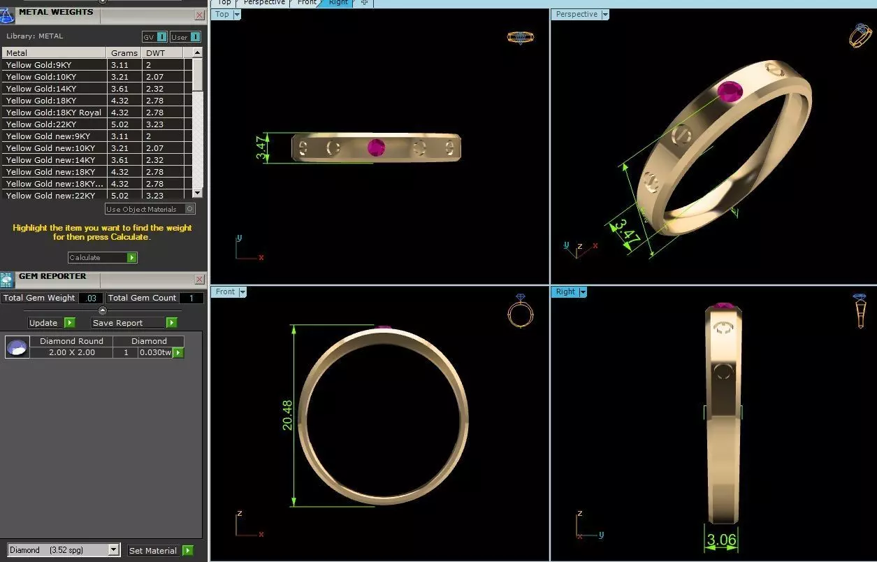 Band 3dm Render Details love ring gold with ruby stone 3D model 3D ...