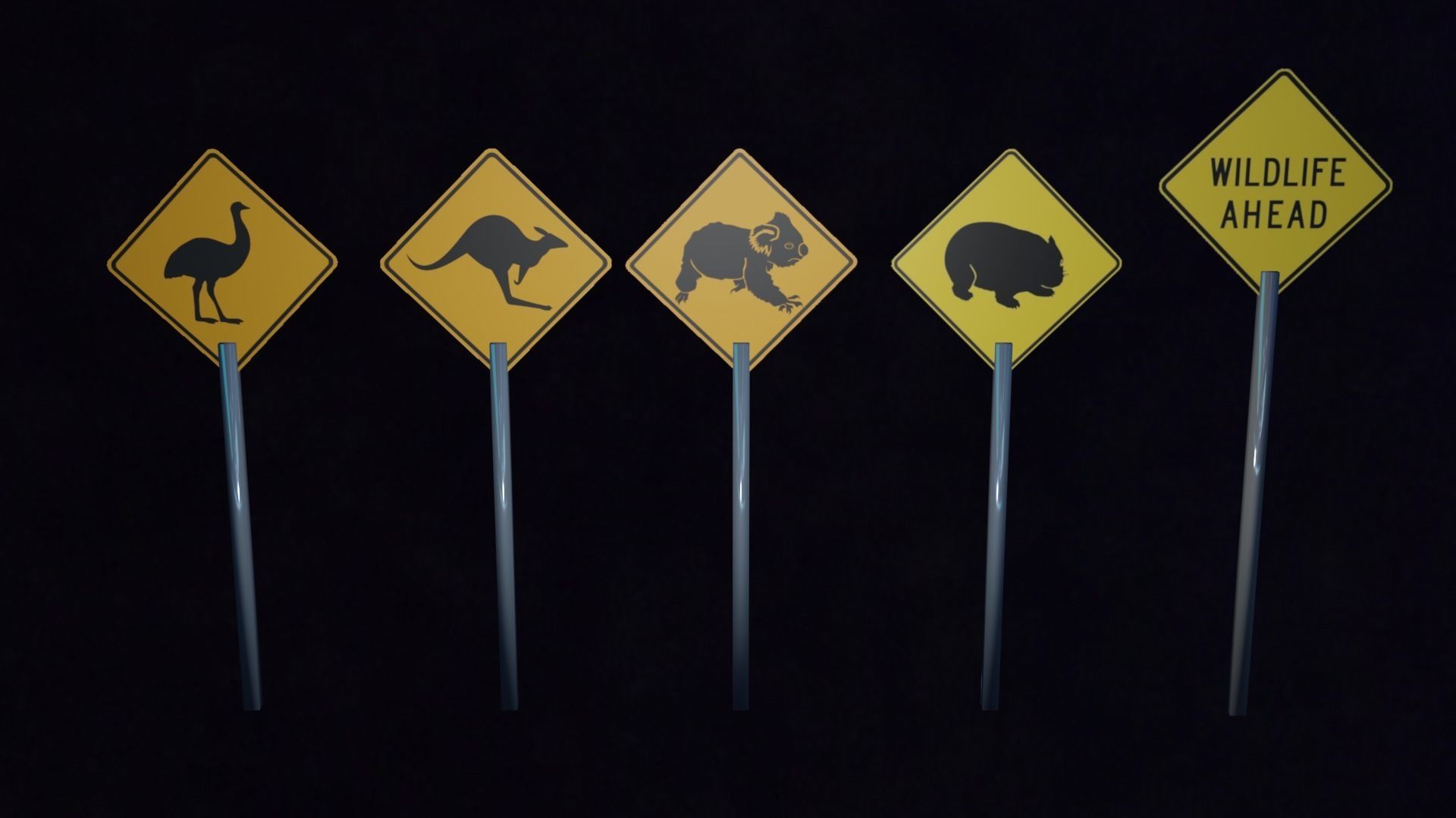 Australian Road Signs free 3D model | CGTrader