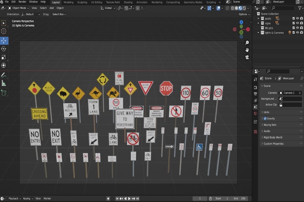 Australian Road Signs free 3D model | CGTrader