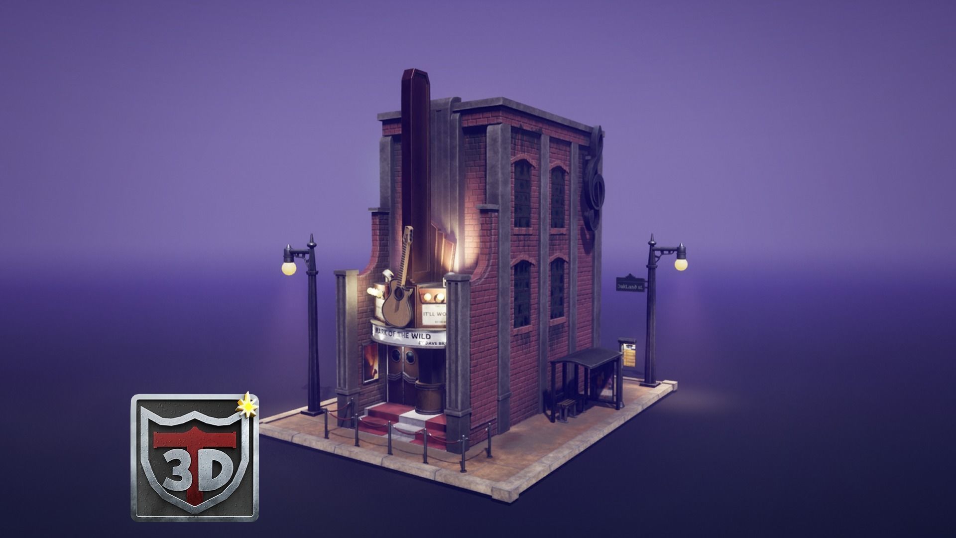 Blender 3 Unreal Engine 5 Vintage Music Hall Building Gamedev 3D model ...