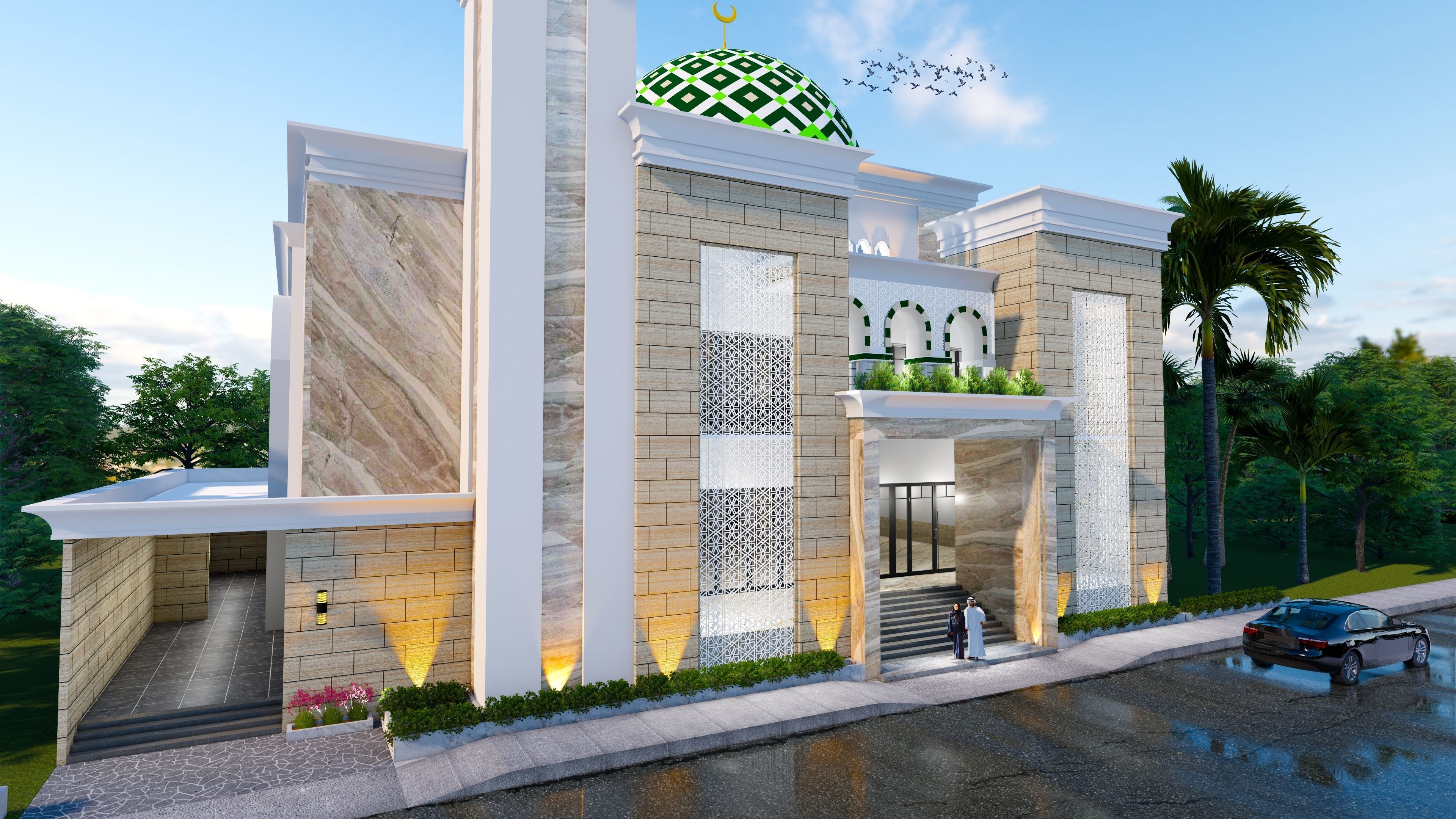 3D design at sketch up Modelling Elegant Modern Mosque 3D model | CGTrader