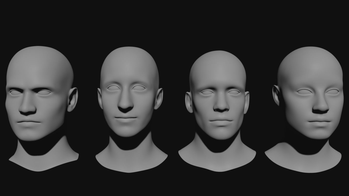Basic face shapes with the correct topology 3D model | CGTrader