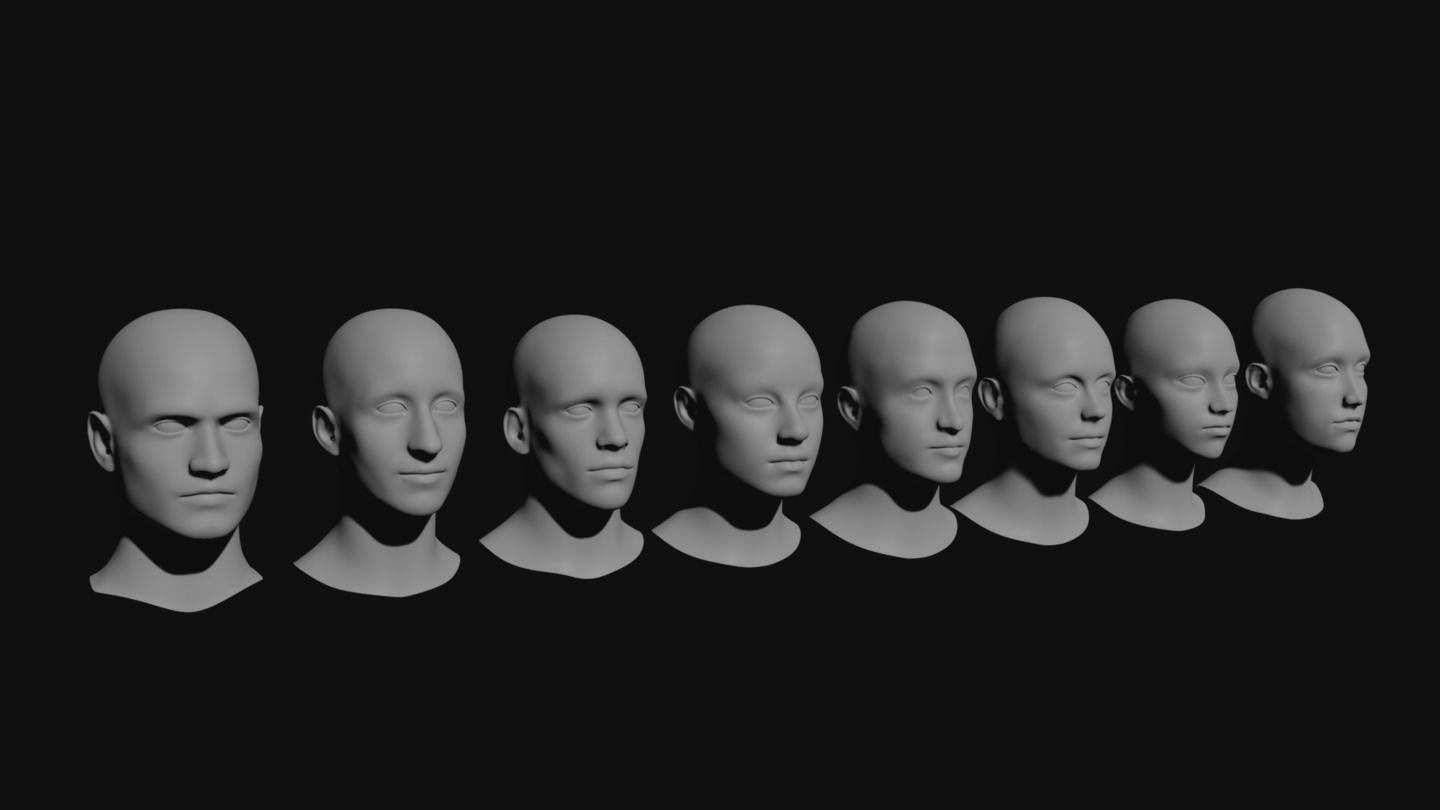 Basic face shapes with the correct topology 3D model | CGTrader