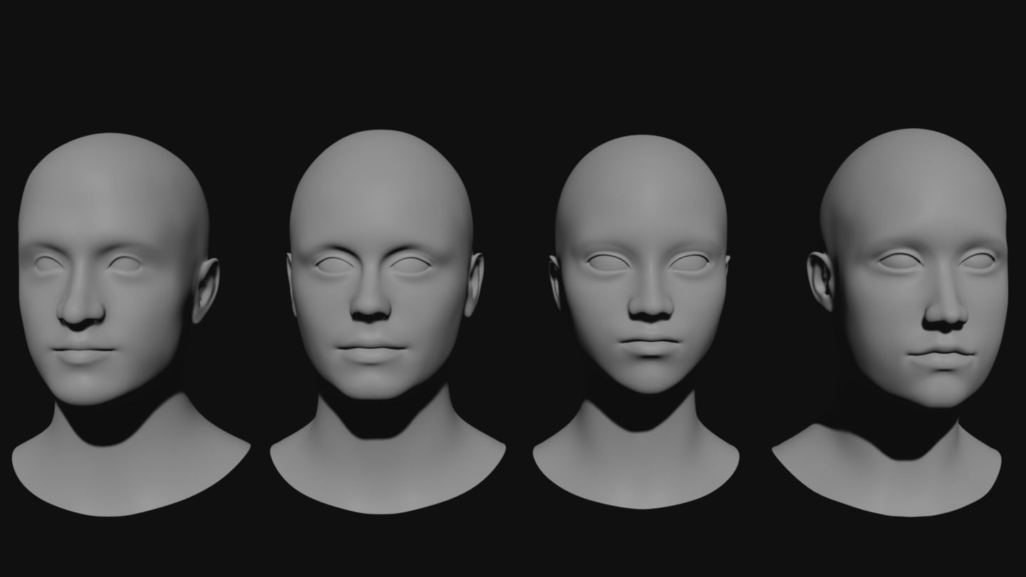 Basic face shapes with the correct topology 3D model | CGTrader