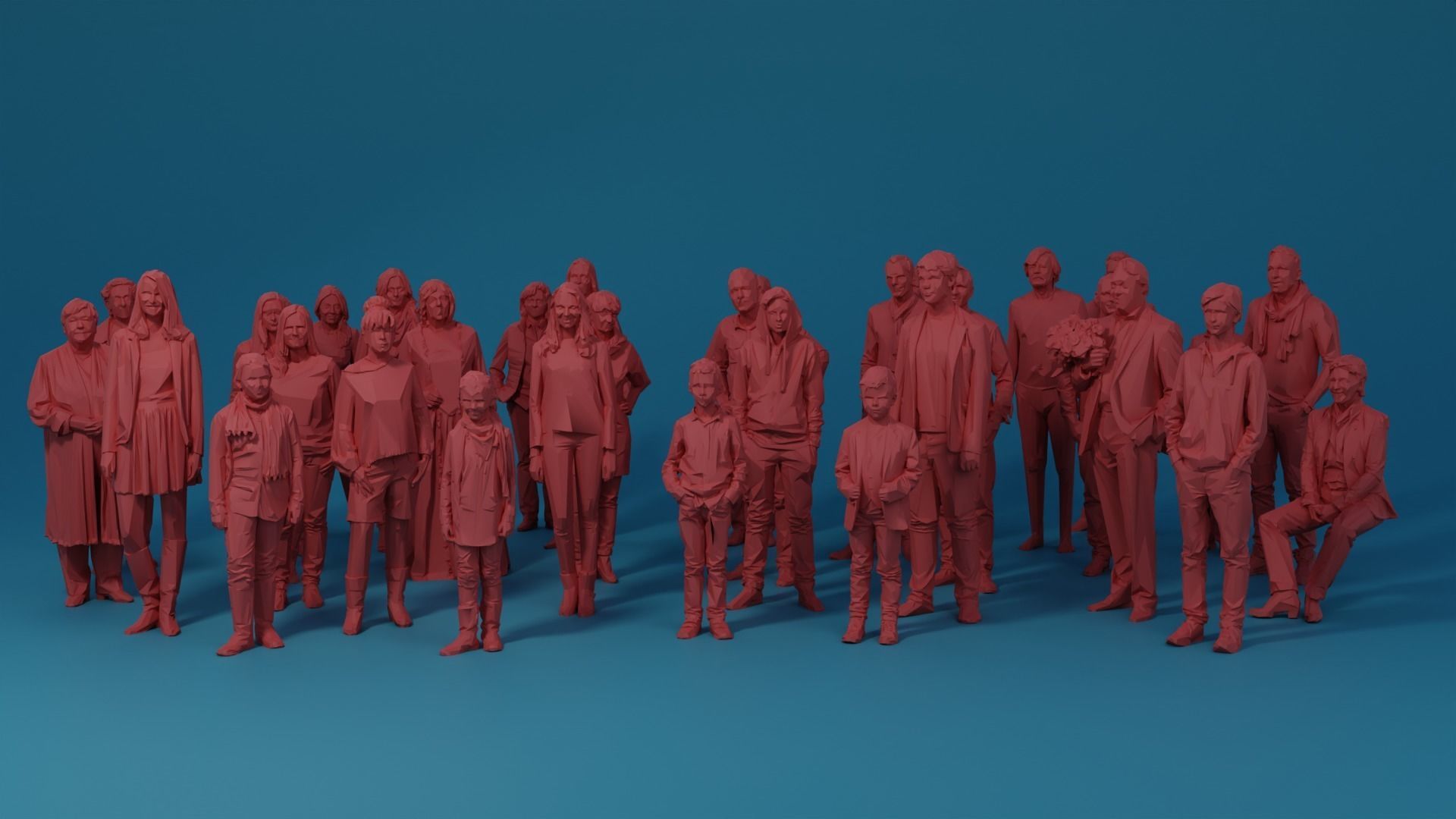 Low Poly Humans Set A 33 models 3D printable 3D model 3D printable ...