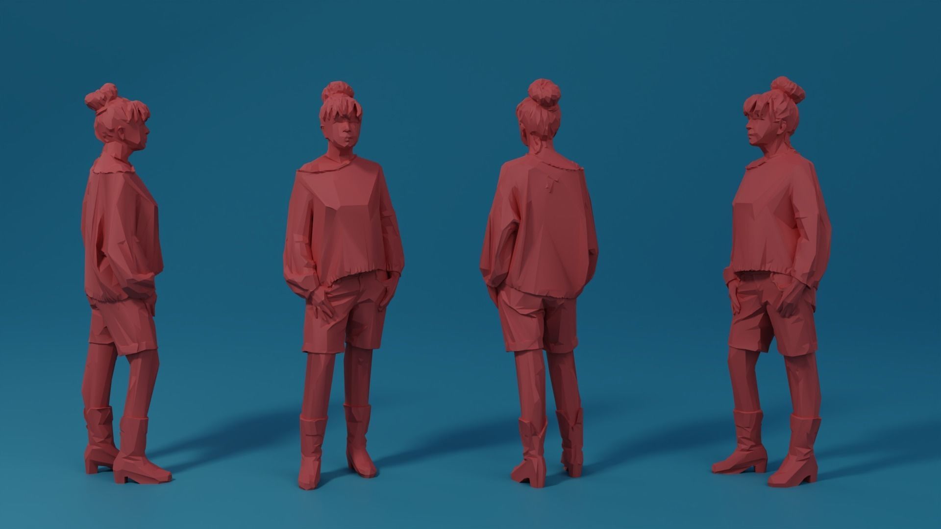 Low Poly Humans Set A 33 models 3D printable 3D model 3D printable ...