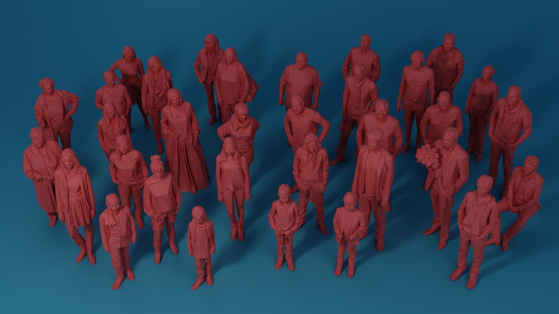 Low Poly Humans Set A 33 models 3D printable 3D model 3D printable ...