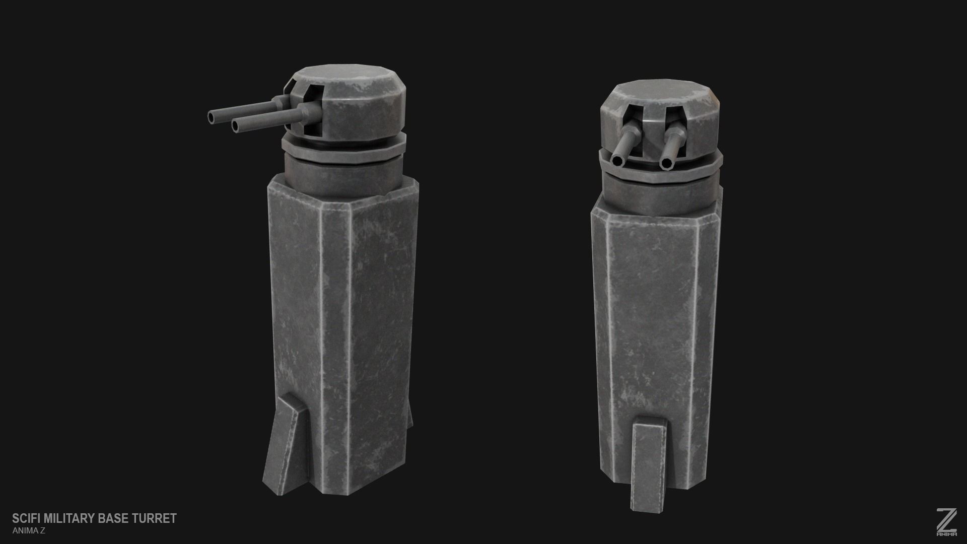 3D model Scifi militarybase turret VR / AR / low-poly | CGTrader