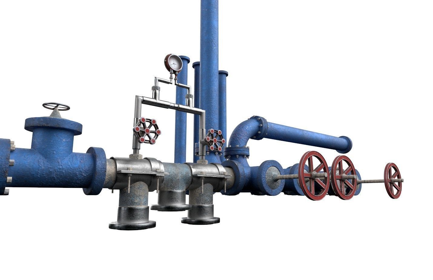 Pipeline1 pipes and valves 3D model | CGTrader