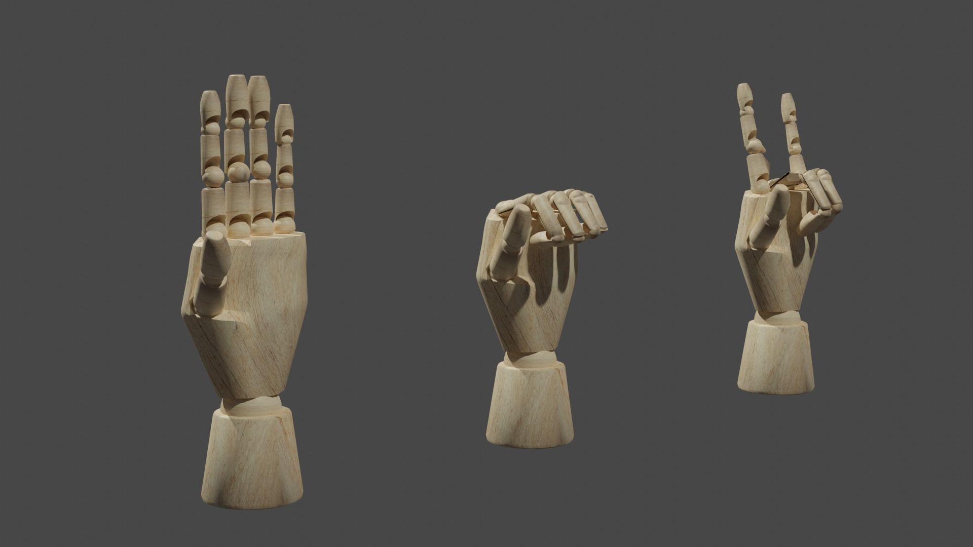 Wooden Hand Posable Articulated 3D model animated rigged | CGTrader