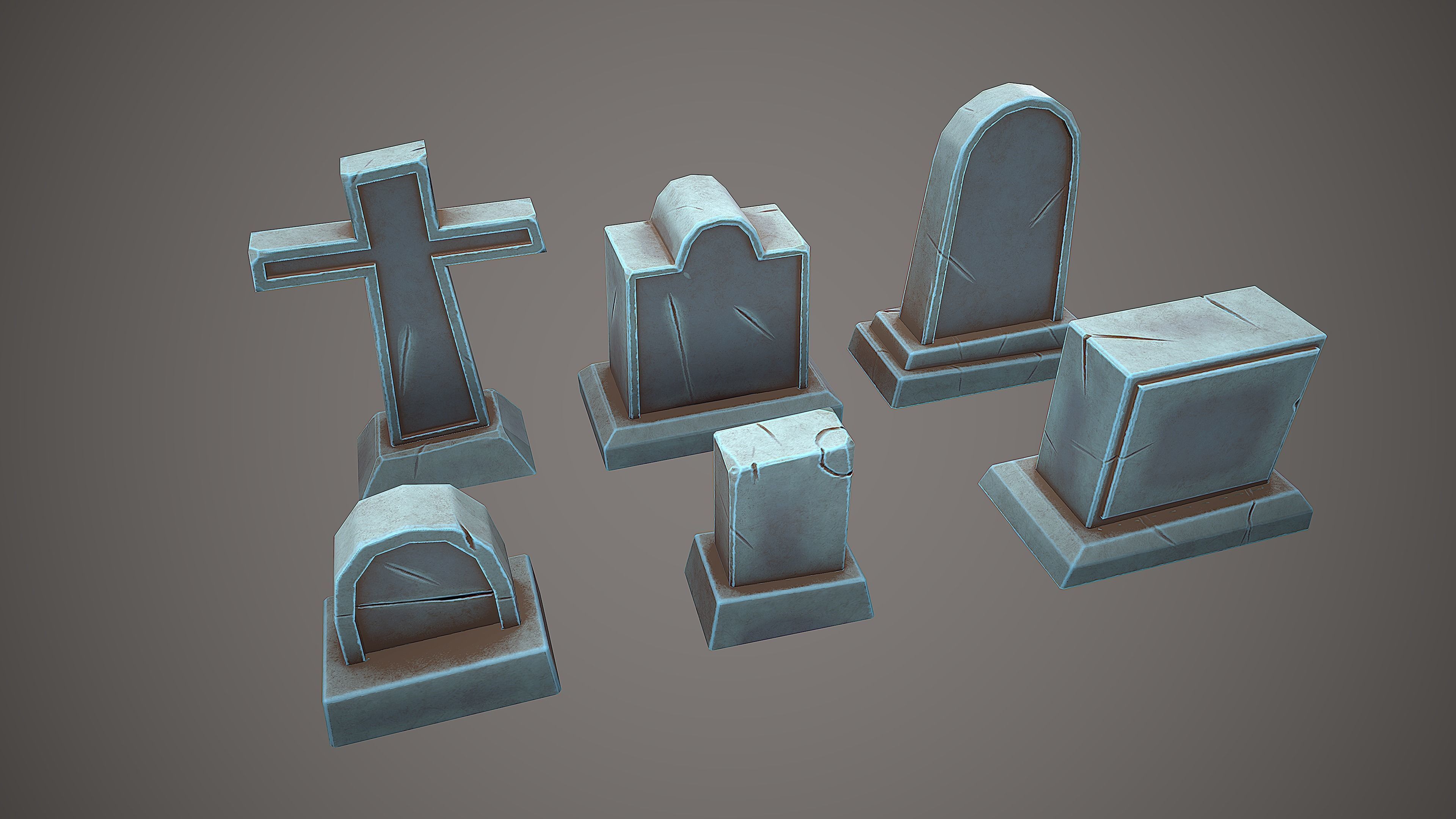 3D model GRAVES STYLIZED CARTOON MINI PACK VR / AR / low-poly | CGTrader