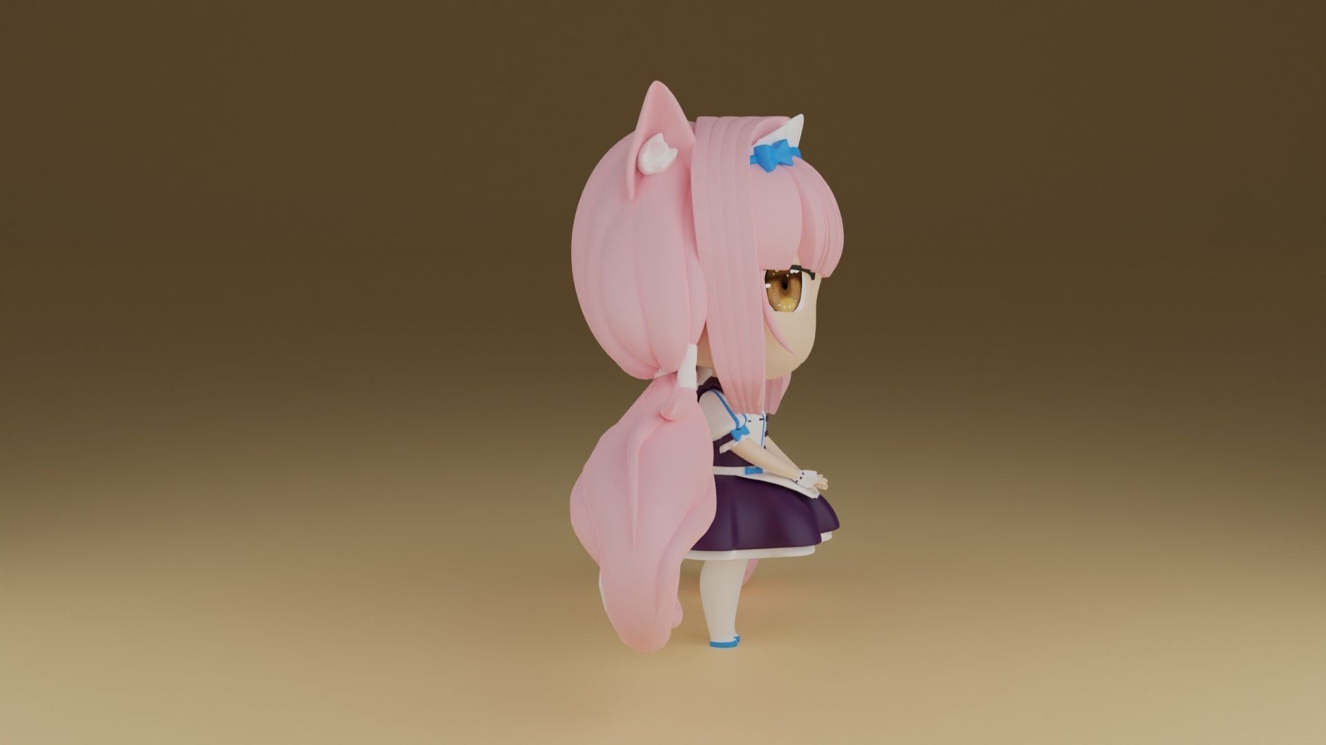 chibi04 anime figure with hair 3D model 3D printable | CGTrader