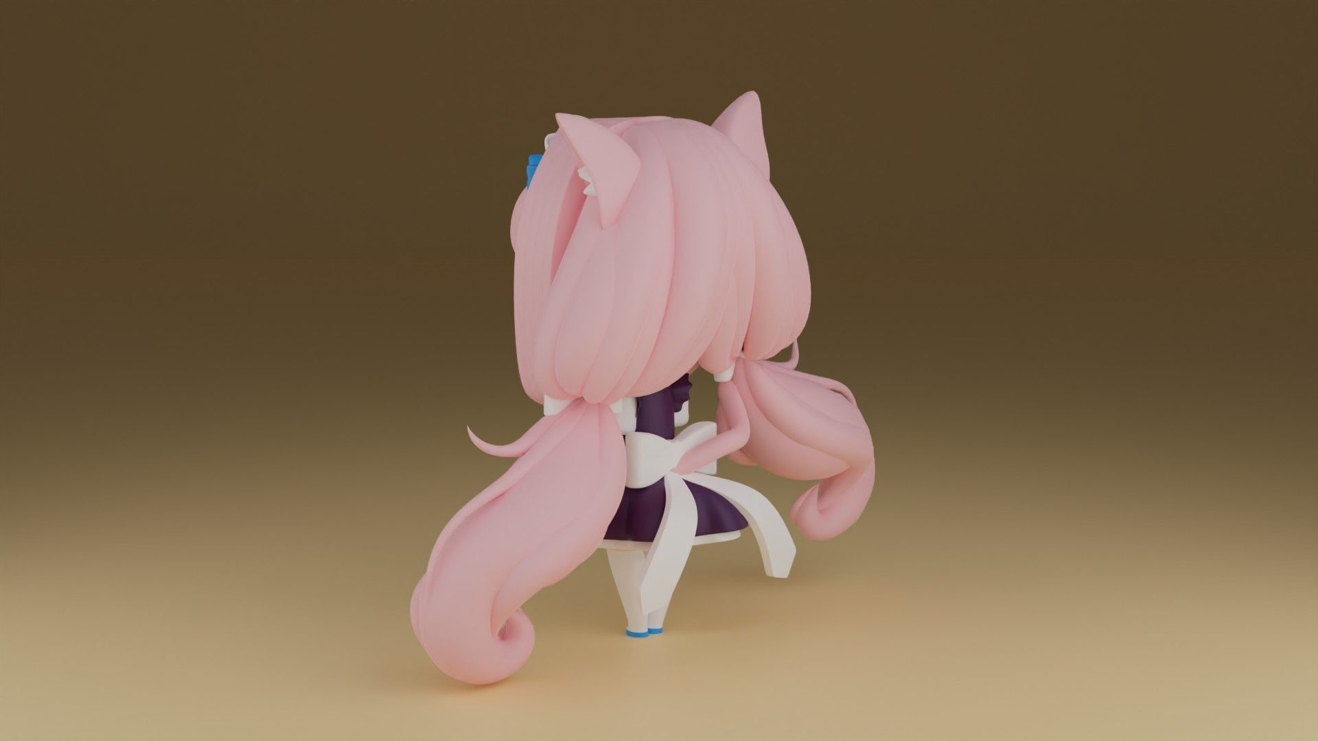 chibi04 anime figure with hair 3D model 3D printable | CGTrader