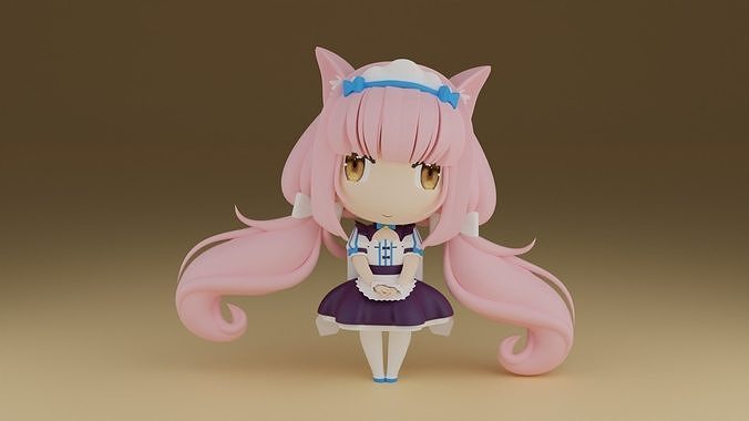 chibi04 anime figure with hair 3D model 3D printable | CGTrader