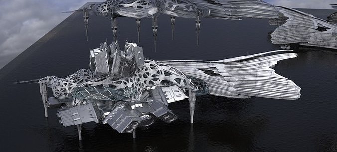 Modern Alien Hybrid base design Exterior 3D model | CGTrader