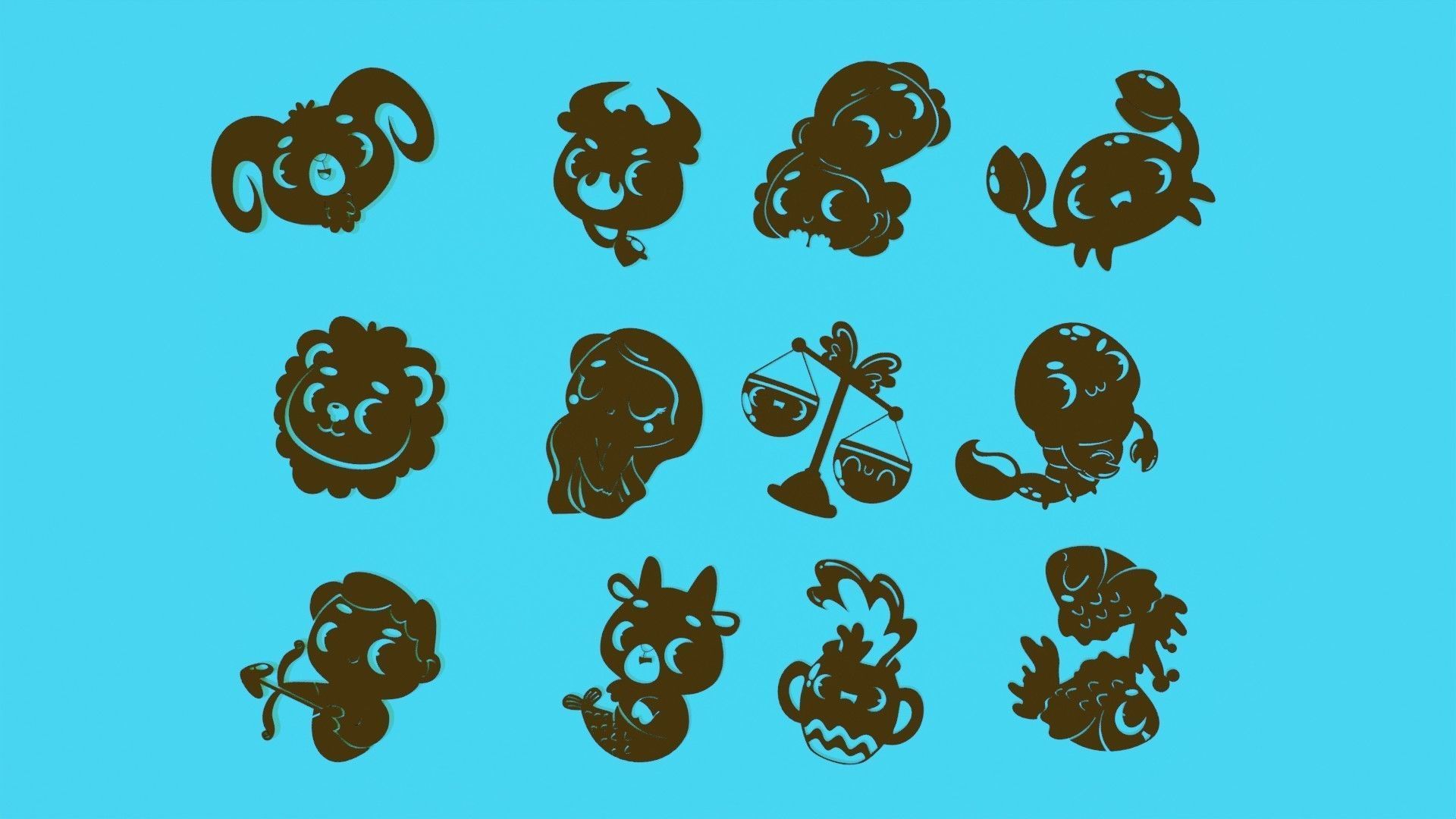 3D model 3D CARTOON ZODIC SIGHNS SET VR / AR / low-poly | CGTrader